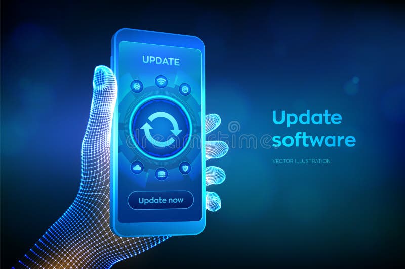 Update Software. Upgrade Software Version Concept on Virtual Screen ...