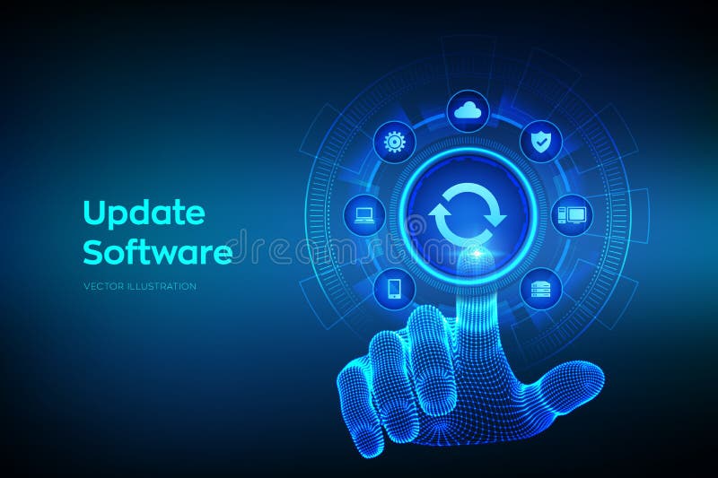 Update Software. Upgrade Software Version Concept on Virtual Screen ...