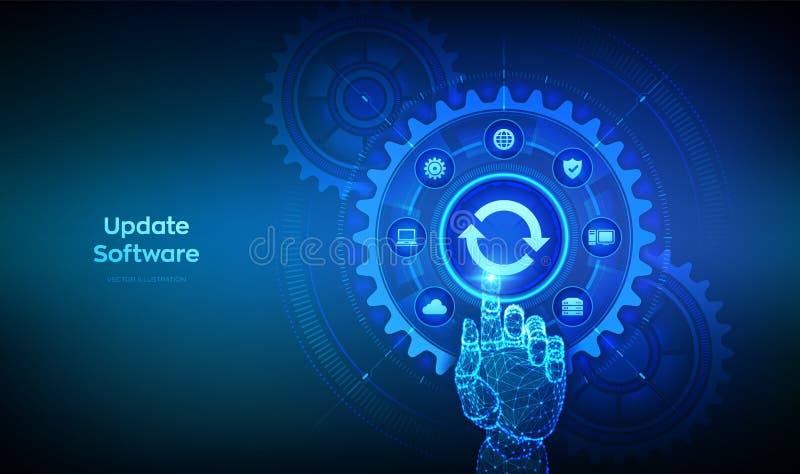 Update Software. Upgrade Software Version Concept on Virtual Screen ...