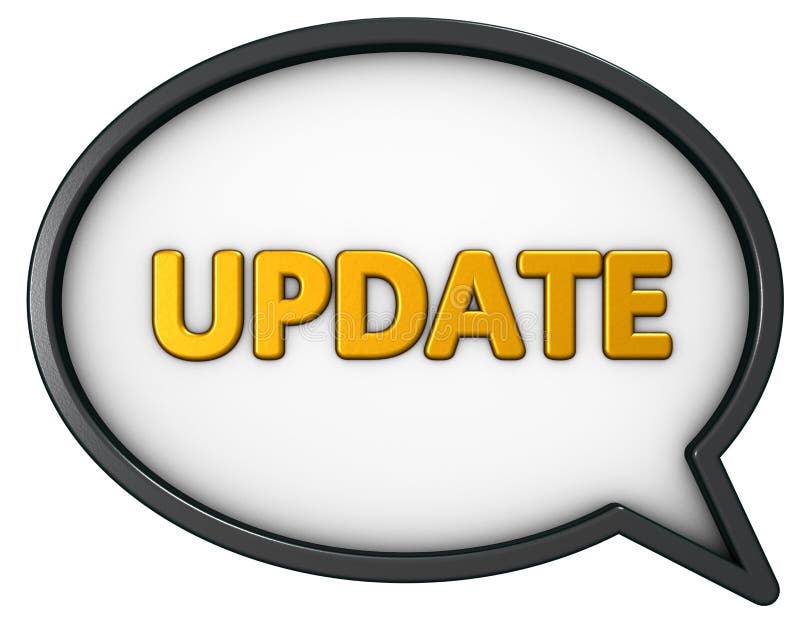 Violet Square Speech Bubble With UPDATE Text Message Stock Illustration ...