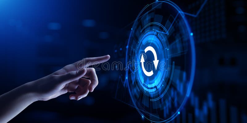 Update System Software New Version Upgrade Download. Hand Pressing ...