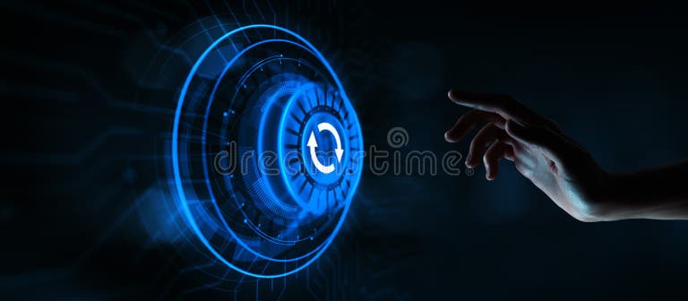 Update System Software New Version Upgrade Download. Hand Pressing ...