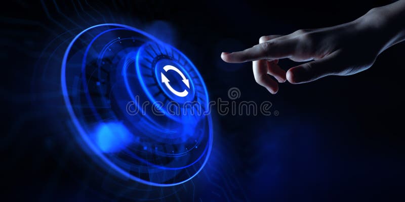 Update System Software New Version Upgrade Download. Hand Pressing ...