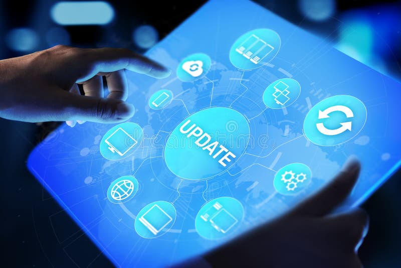 Update System Upgrade Software Version Technology Concept on Virtual ...