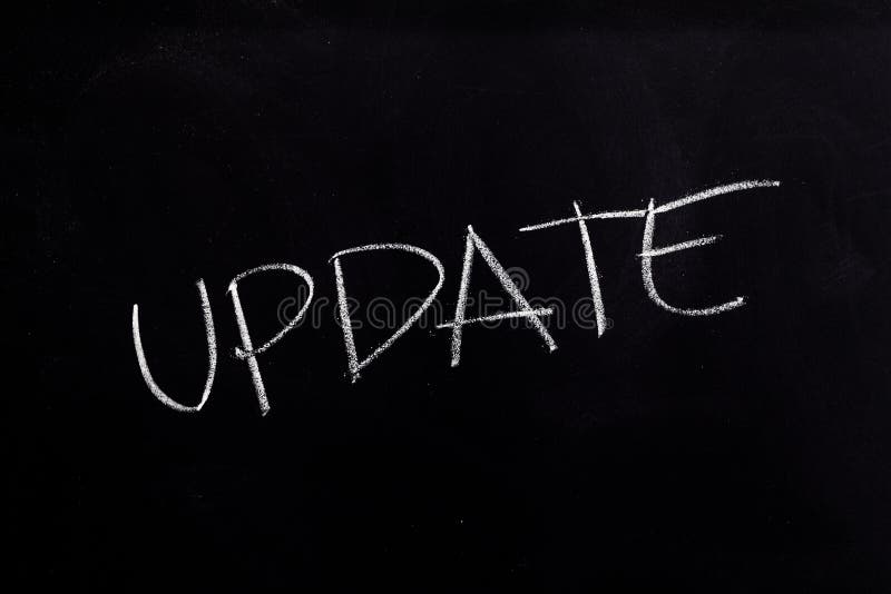 Update Text on Blackboard stock photo. Image of written - 33490526