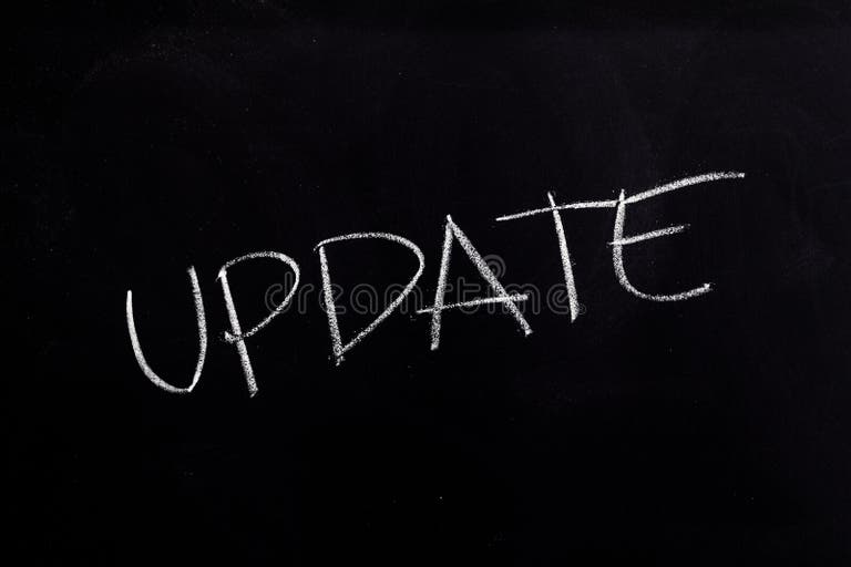 Update Text on Blackboard stock photo. Image of written - 33490526