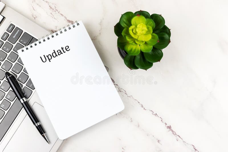 Update Text on Blackboard stock photo. Image of written - 33490526
