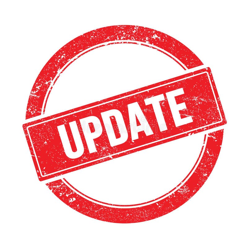 UPDATE Text on Red Grungy Round Stamp Stock Illustration - Illustration ...