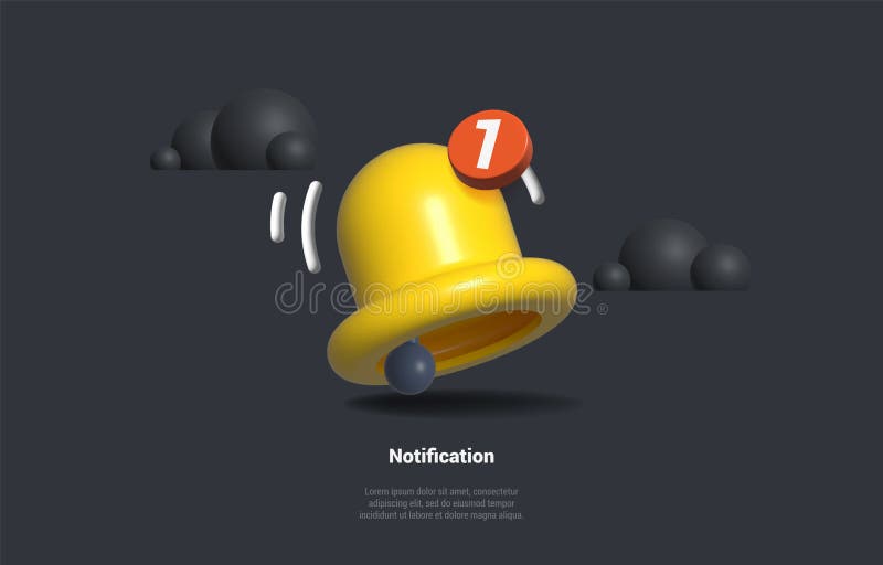 Update Time Creative Concept. 3d Realistic Notification Bell, 3d Render ...