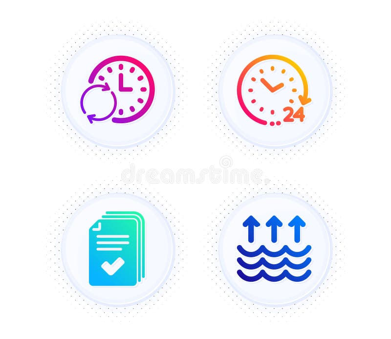 Update Time, 24 Hours and Handout Icons Set. Evaporation Sign. Refresh ...