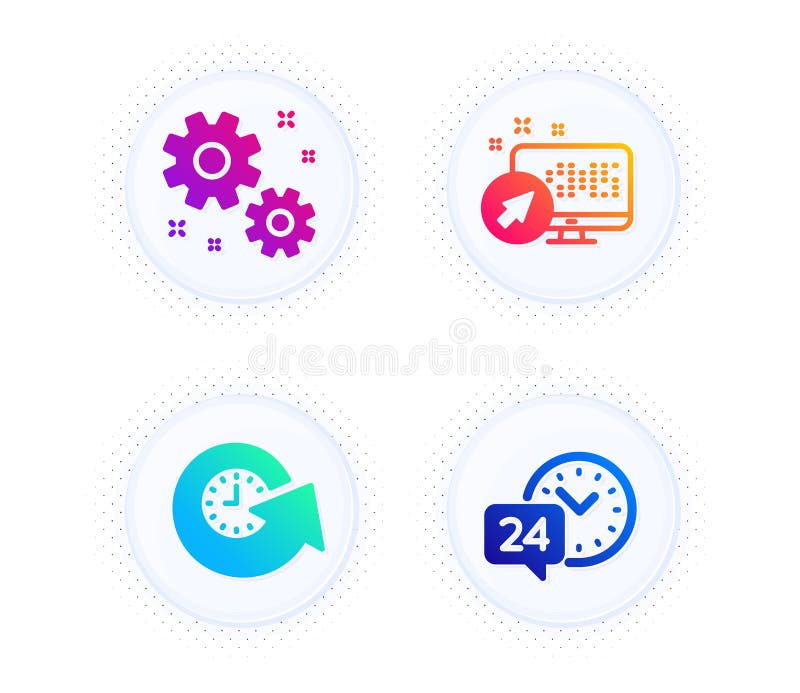 Update Time, Work and Web System Icons Set. 24h Service Sign. Refresh ...