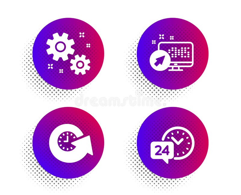 Update Time, Work and Web System Icons Set. 24h Service Sign. Refresh ...