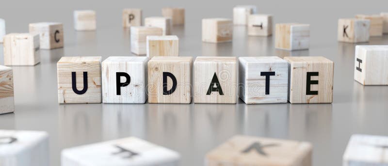 Update - Word on Wooden Blocks - 3D Illustration Stock Illustration ...