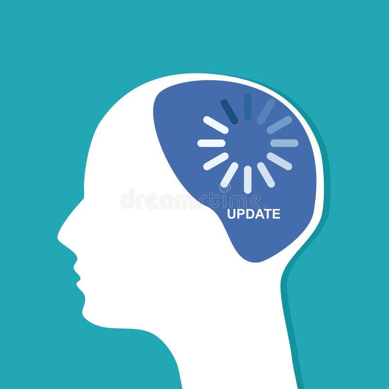 Update Your Brain. Refresh Head Symbol on White Background Stock Vector ...