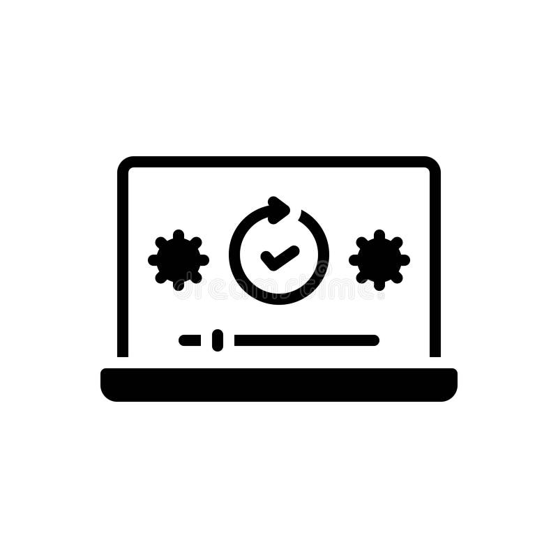 Black Solid Icon for Updated, Update System and Laptop Stock Vector ...
