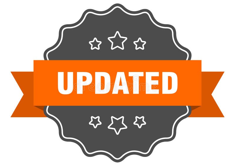 Updated label stock vector. Illustration of white, round - 160024819