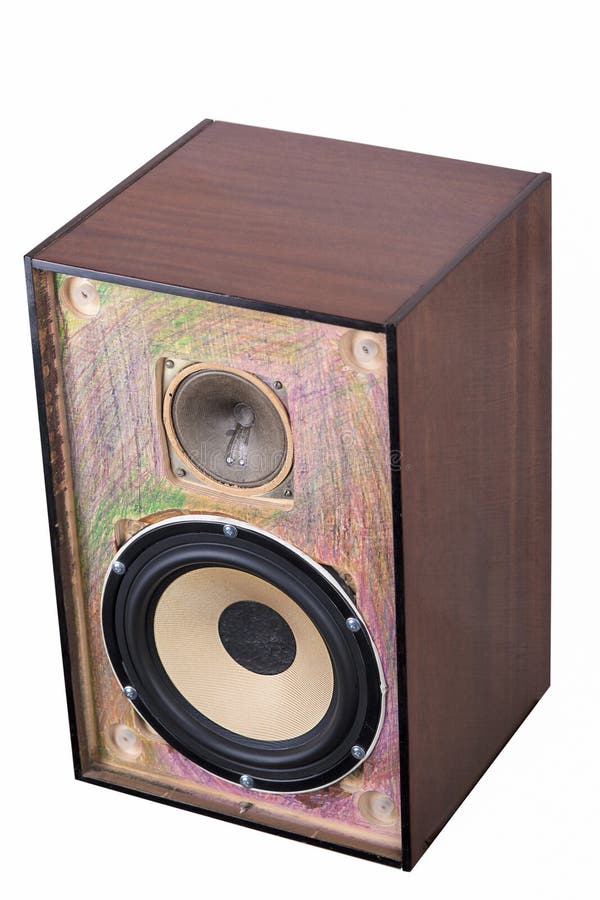 Updated Retro Audio Speaker Isolated on White Stock Photo - Image of ...