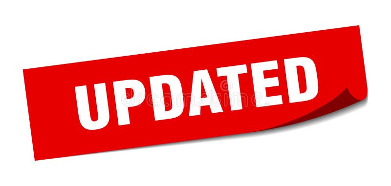 Updated red square sticker stock vector. Illustration of banner - 88190045