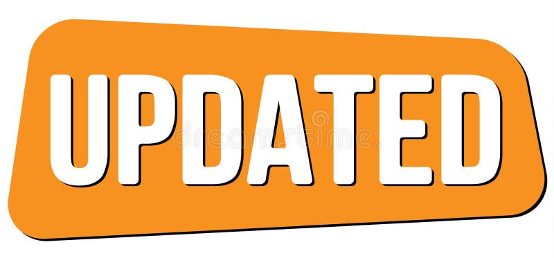 UPDATED Text on Orange Trapeze Stamp Sign Stock Illustration ...