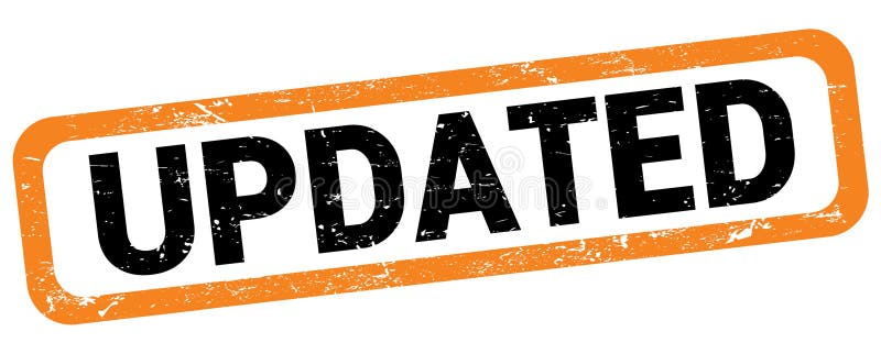 UPDATED Text Written on Orange-black Rectangle Stamp Stock Illustration ...