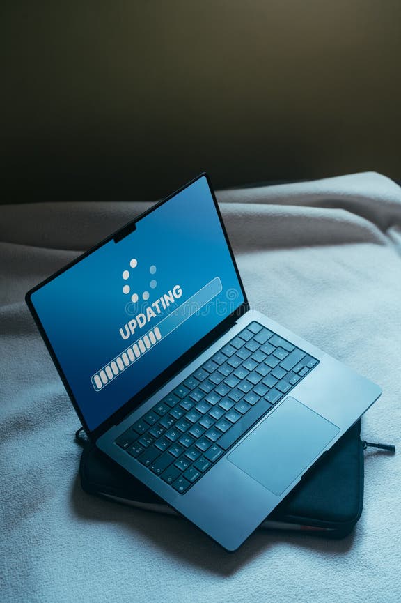 Updating Progress Bar on Computer Screen. Stock Image - Image of system ...