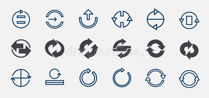 Updating with Two Circled Arrows, Loop Spin Turn Rotate Stock Vector ...