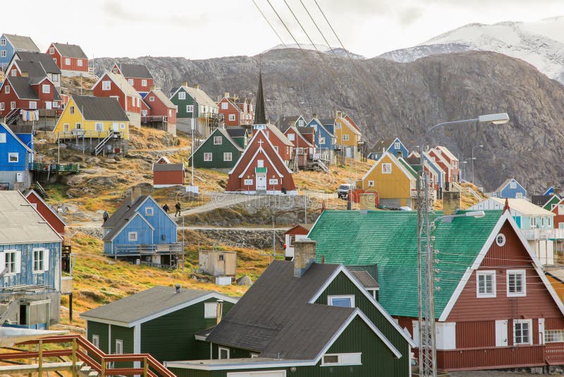 Upernavik Town with Church in Greenland. Stock Photo - Image of travel ...