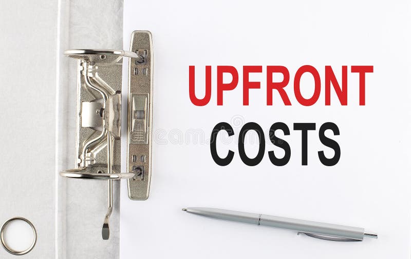 UPFRONT COSTS Text on Paper Folder with Pen. Business Concept Stock ...