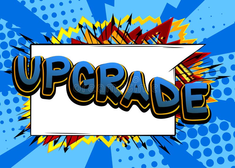 Upgrade. Comic Book Word Text on Abstract Comics Background Stock ...