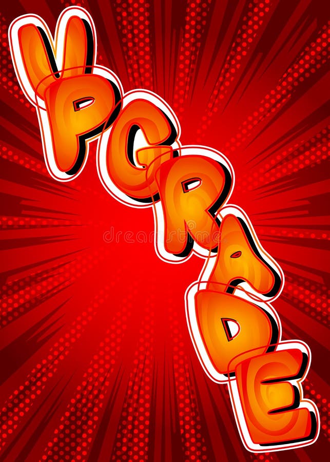 Upgrade. Comic Book Word Text on Abstract Comics Background Stock ...