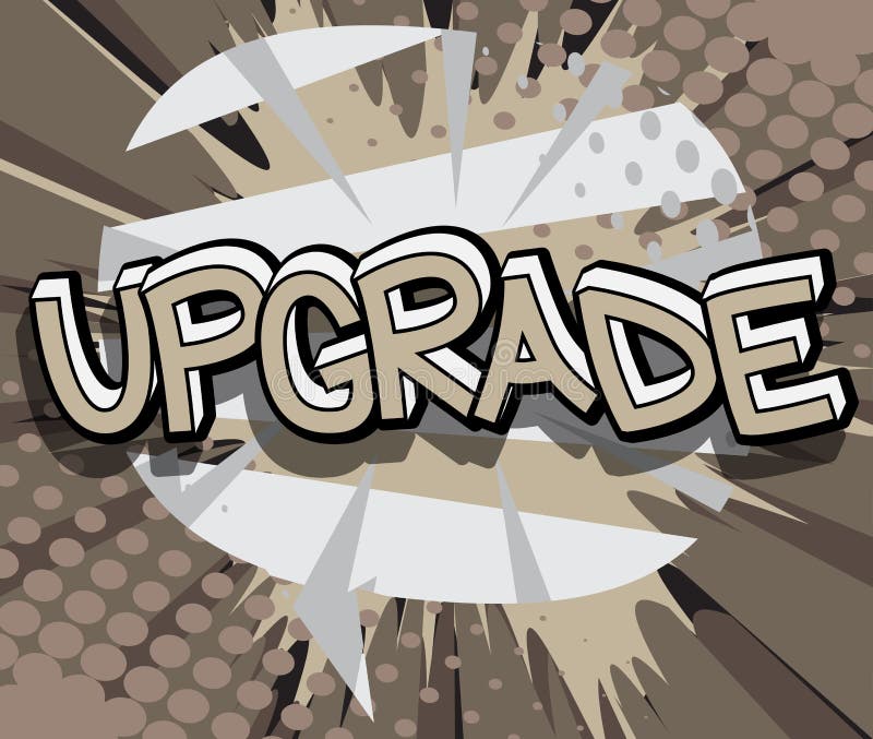 Upgrade. Comic Book Word Text on Abstract Comics Background Stock ...