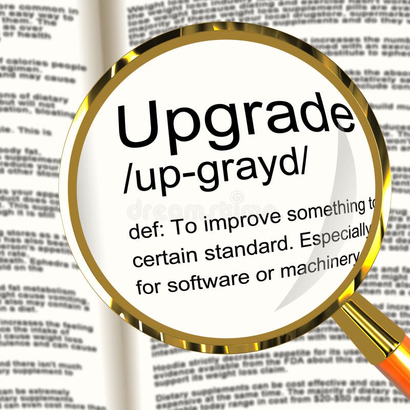 Upgrade Definition Magnifier Showing Software Update or Installa Stock ...