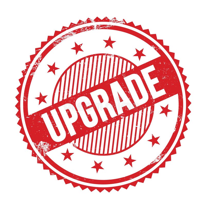 UPGRADE Text Written on Red Grungy Round Stamp Stock Illustration ...