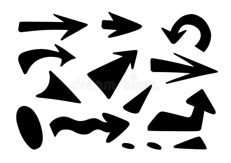 Upgrade-icoon. Set Vectoren Pijlen. Webrichting Doodle. Handgetekende Inkt. Abstracte ...