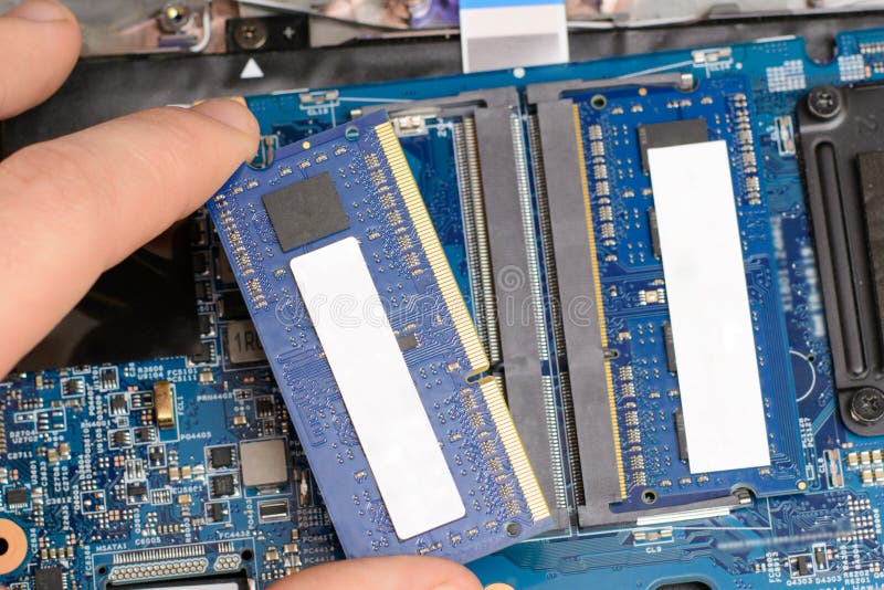 Changing RAM Chip on a Laptop Stock Image - Image of fast, circuit ...