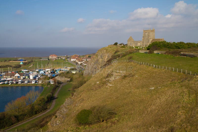 Uphill Church and Boat Yard Somerset Stock Photo - Image of seashore ...