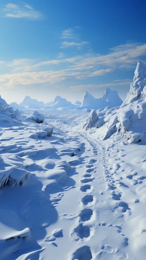 Uphill in Snow Human Footprints Document Determined Climb through ...