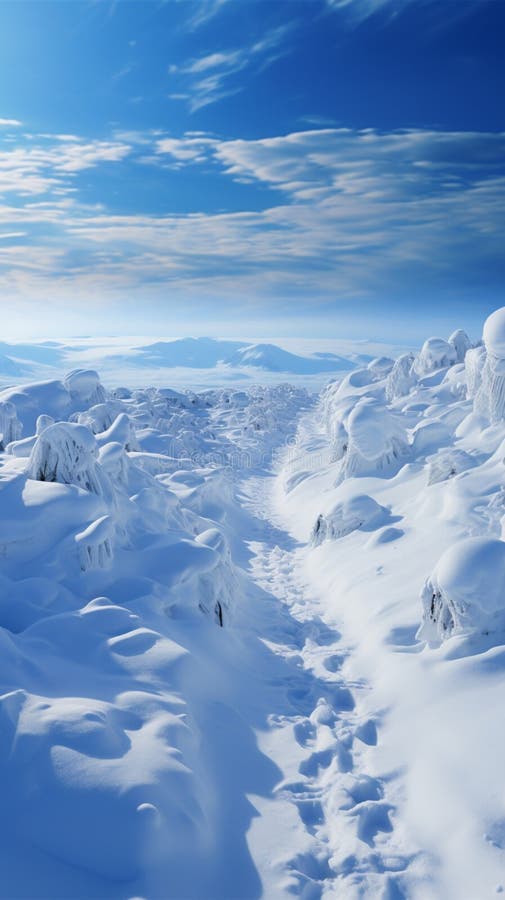 Uphill in Snow Human Footprints Document Determined Climb through ...