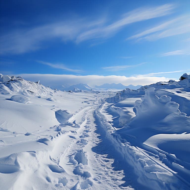 Uphill in Snow Human Footprints Document Determined Climb through ...