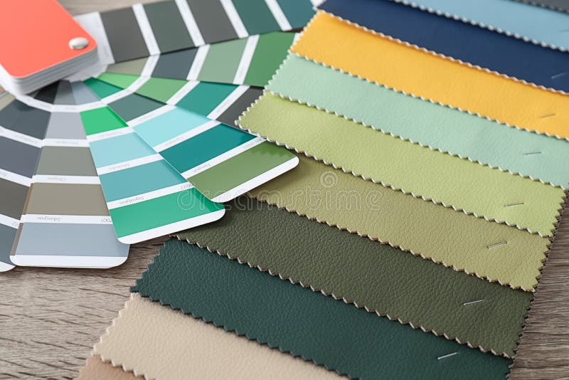 Upholstery Fabric Samples and Color Palette Stock Photo - Image of ...