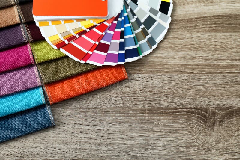 Upholstery Fabric Samples and Color Palette Stock Photo - Image of ...
