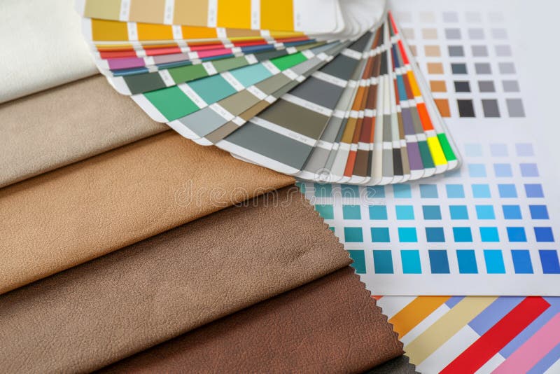 Upholstery Fabric Samples and Color Palette Stock Photo - Image of ...