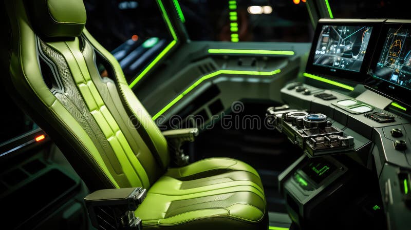 Upholstery Spaceship Cockpit Green Stock Illustration - Illustration of ...