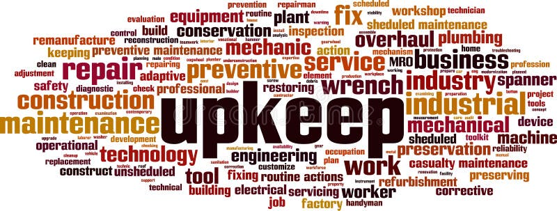 Upkeep word cloud stock vector. Illustration of plumbing - 186508030