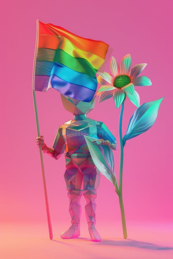 Uplifting Low Poly Render: Pride Flag Blooms with Love and Growth Stock ...