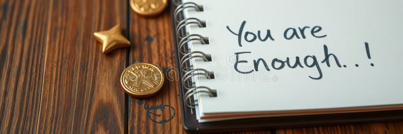 Uplifting Message Written on a Notepad with Coins and Star on Wooden ...