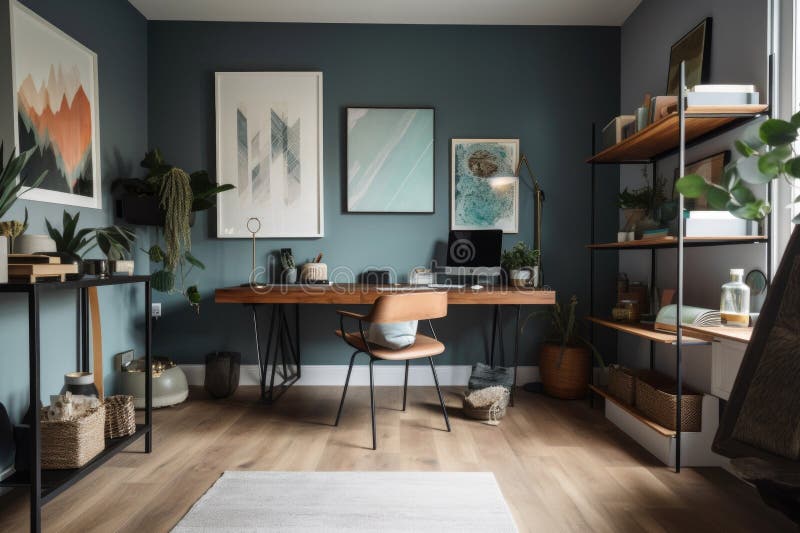 Uplifting and Positive Home Office Space, with Inspiring Artwork and ...