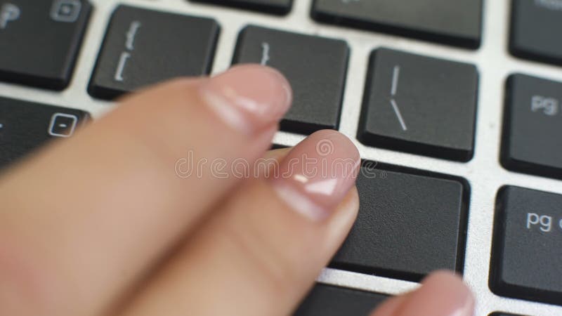 Send Button on Computer Keyboard, Female Hand Fingers Press Key Stock ...