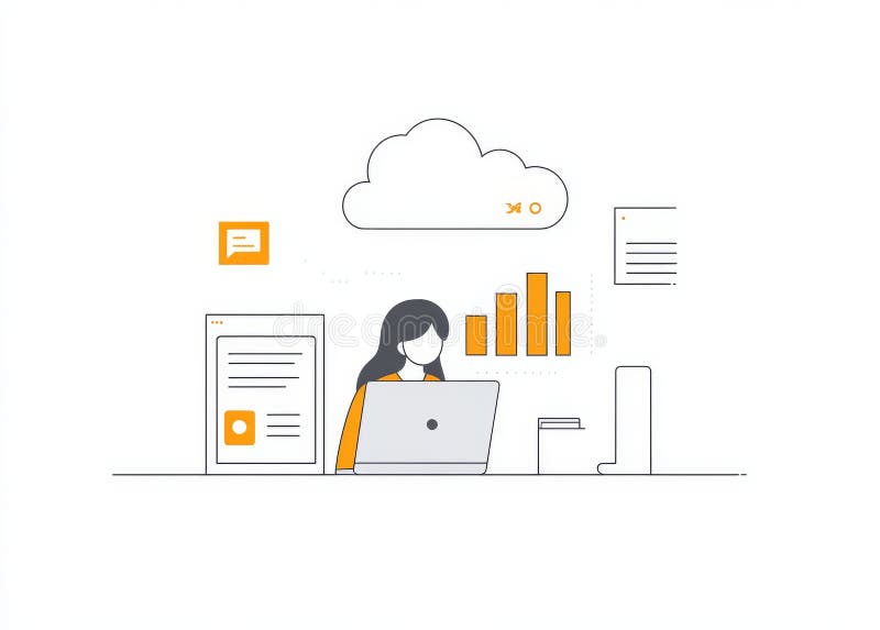 Upload Cartoon Illustrations in a Modern Style, Isolated. Stock ...