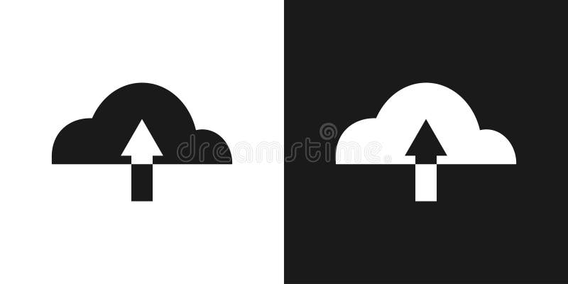 Upload Cloud Arrow Black and White Icon Set Stock Illustration ...